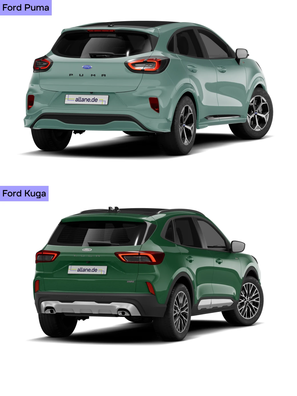 Ford Puma vs. Ford Kuga – SUV-Vergleich kompakt vs. geräumig | Allane