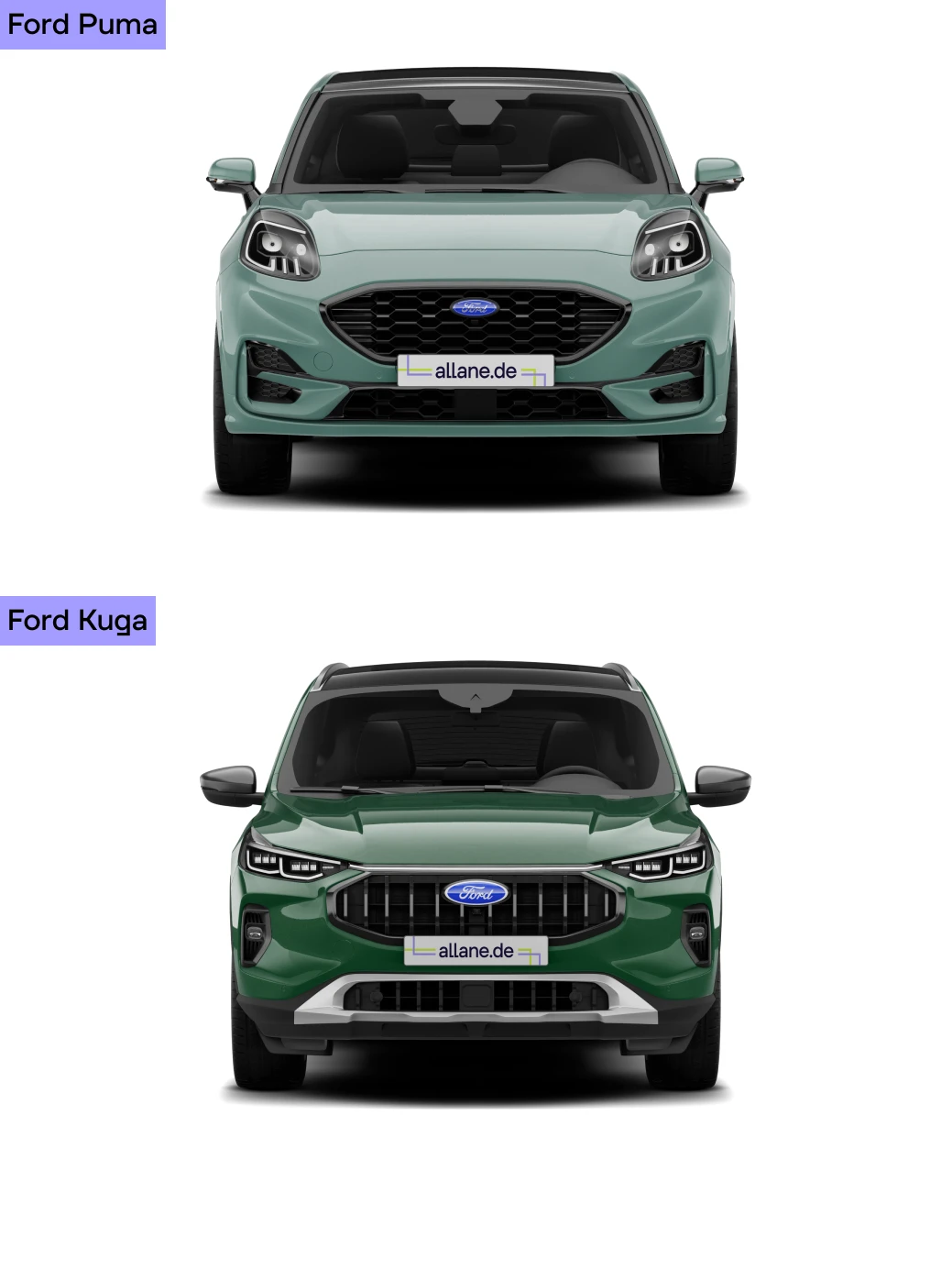 Ford Puma vs. Ford Kuga – SUV-Vergleich kompakt vs. geräumig | Allane