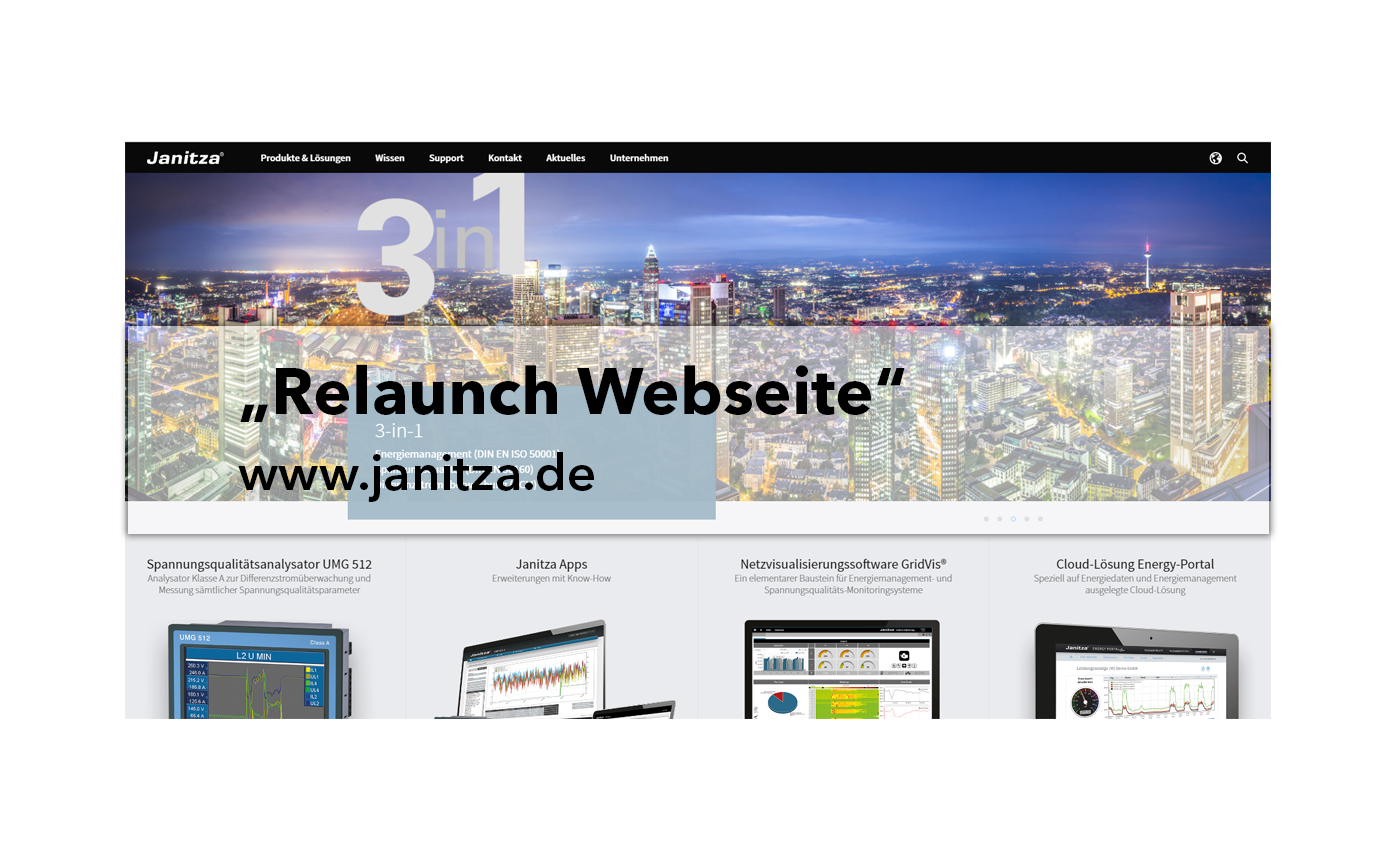 Janitza Homepage strahlt im neuen Look
