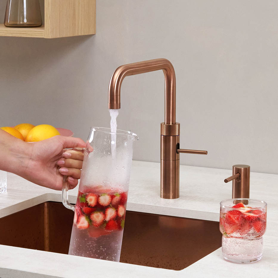 Quooker tap in rose copper finish