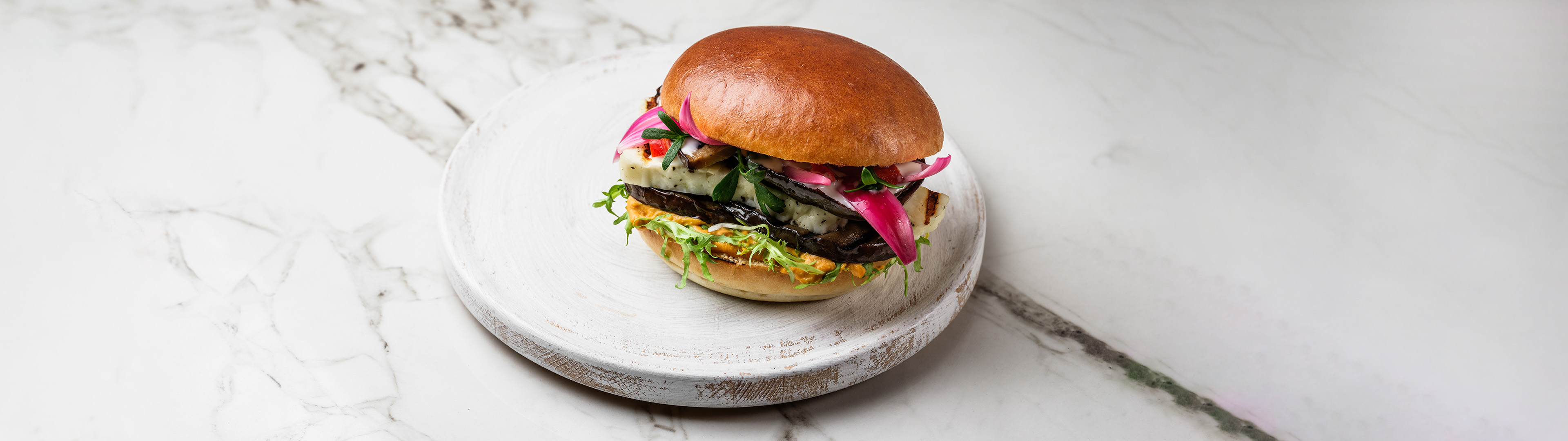 Mykonos Veggie Bite with aubergine, halloumi & onions | LLBG Bakery ...